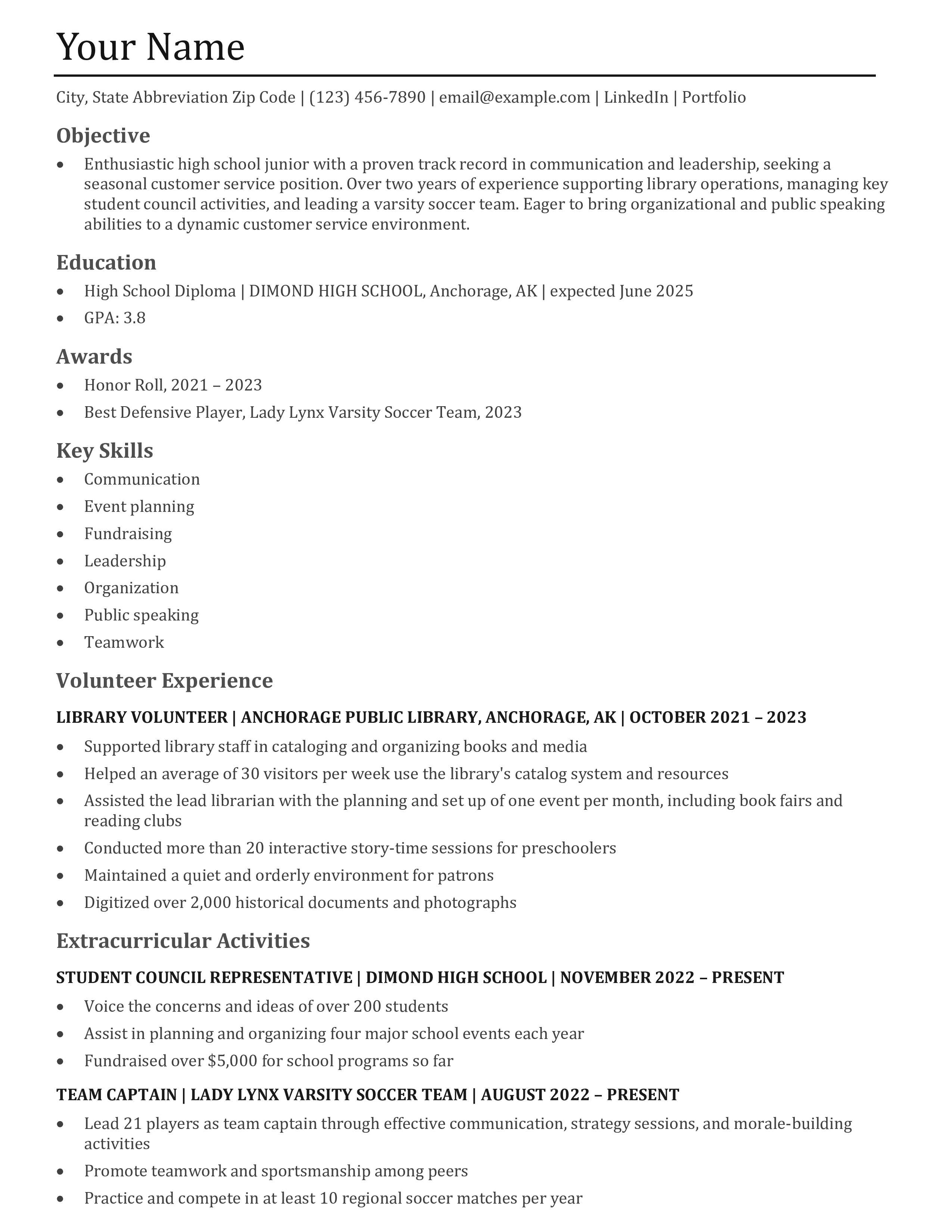 First Resume Examples and Templates for 2024 - ResumeTemplates.com