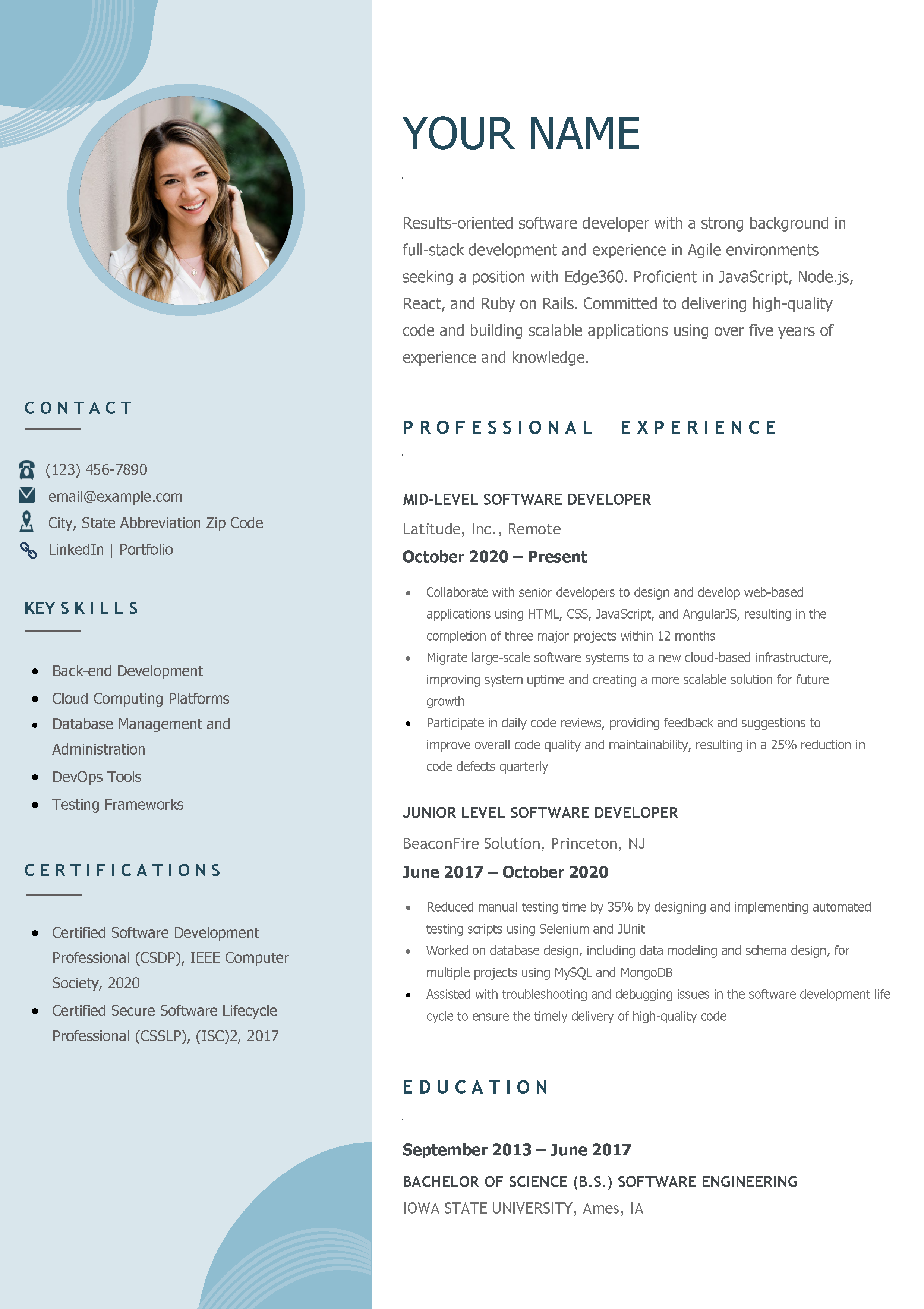 Software Developer Resume Templates And Examples For 2024
