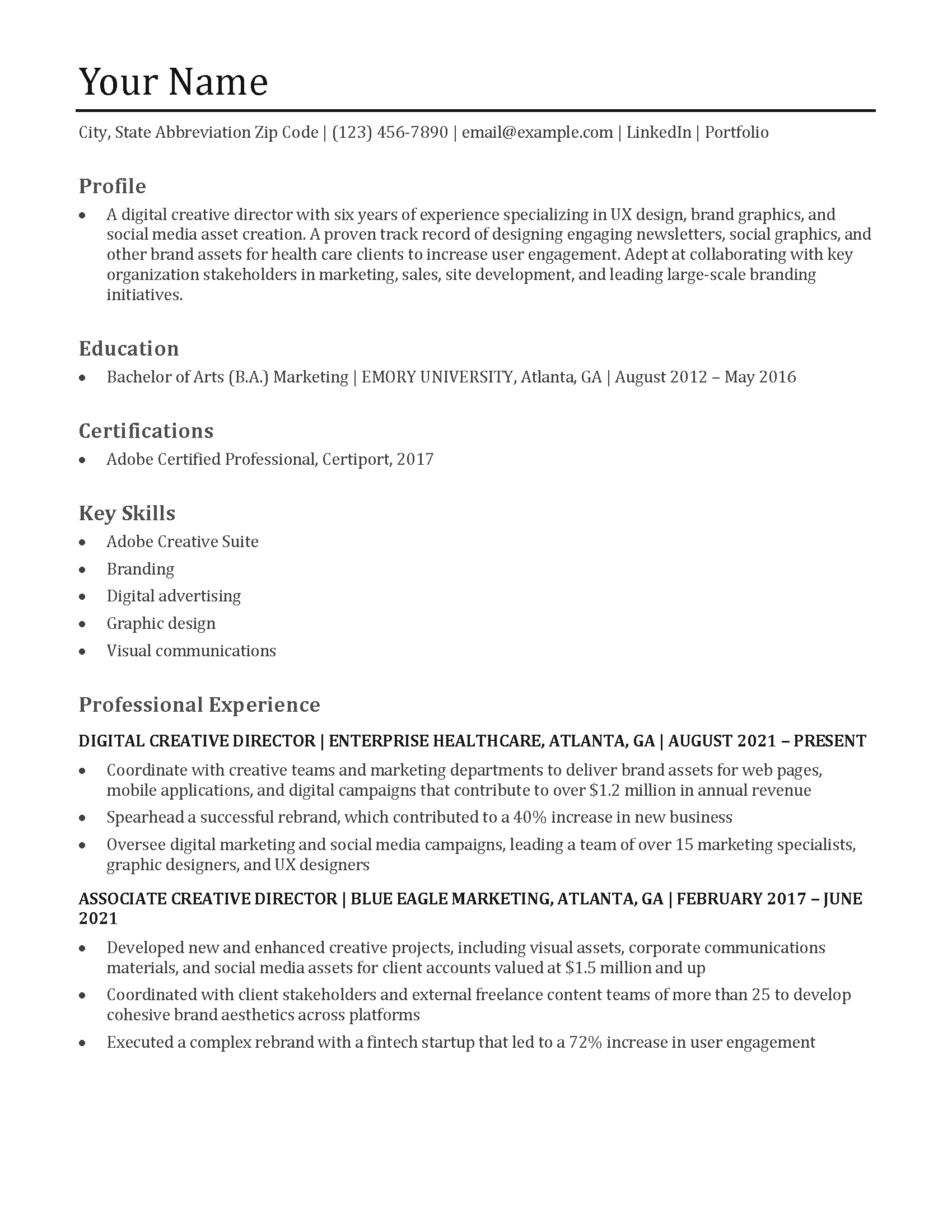 Creative Resume Templates and Examples for 2024 - ResumeTemplates.com