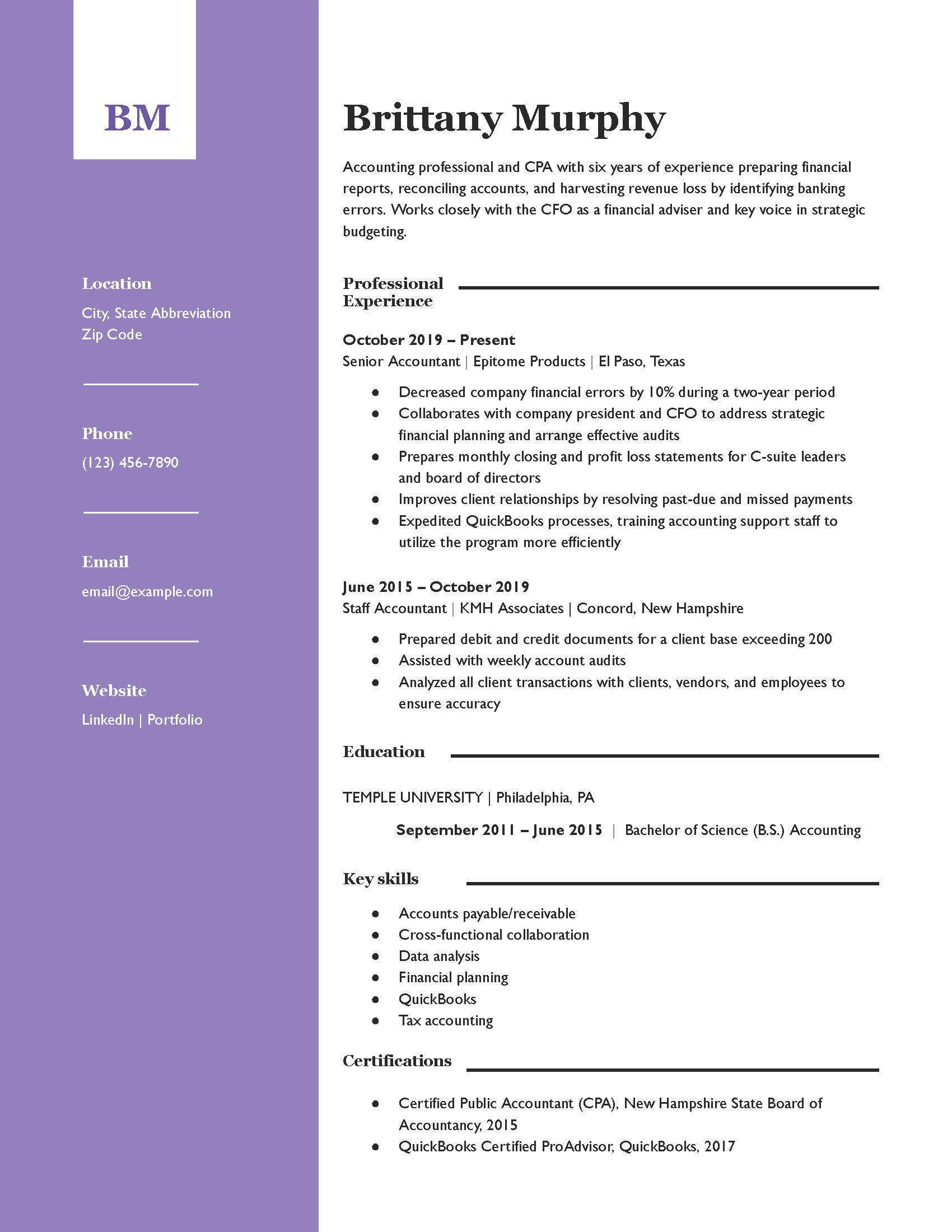 Accountant Resume Templates And Examples For 2024 - Resumetemplates.com