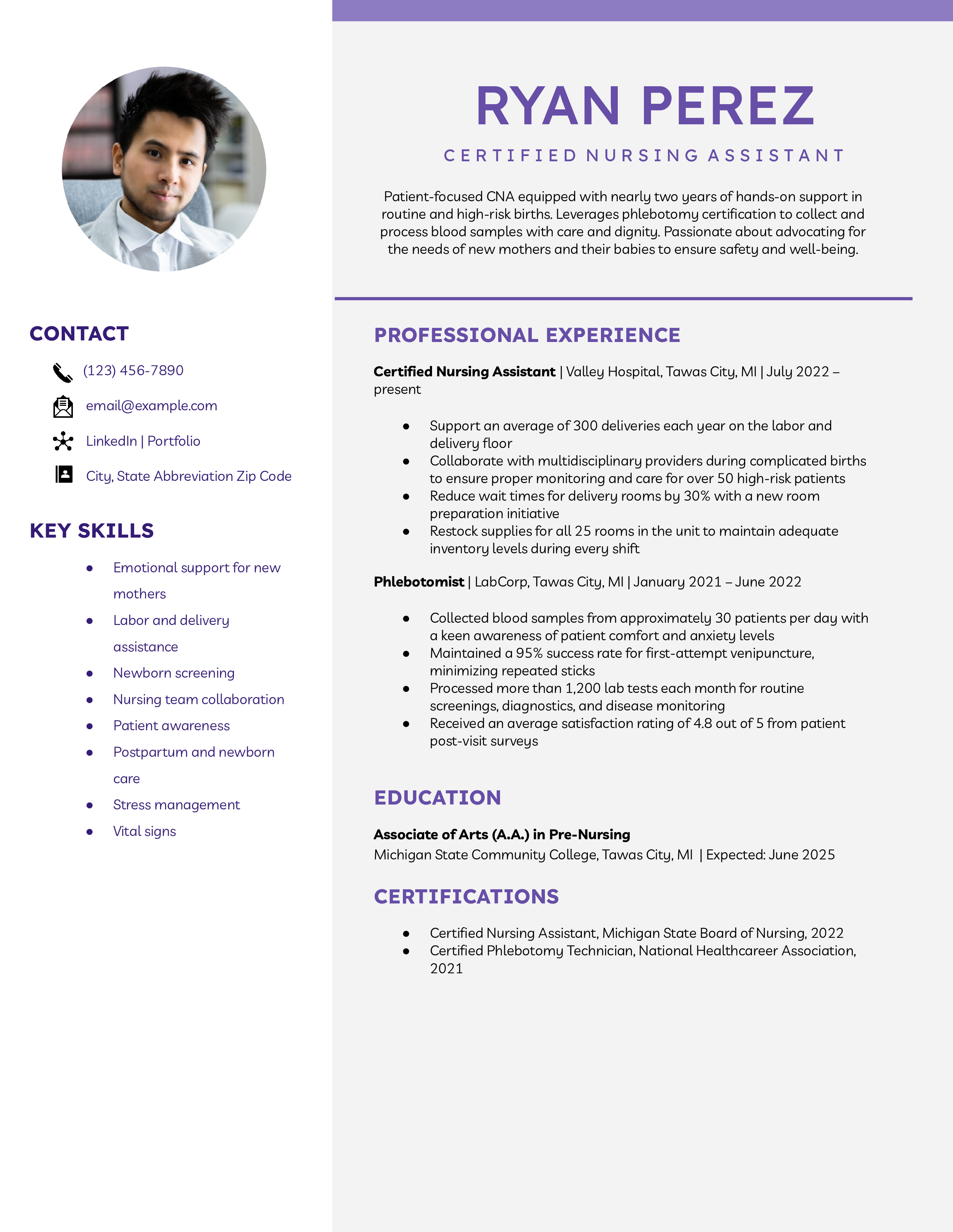 Certified Nursing Assistant Resume Examples And Templates For 2025