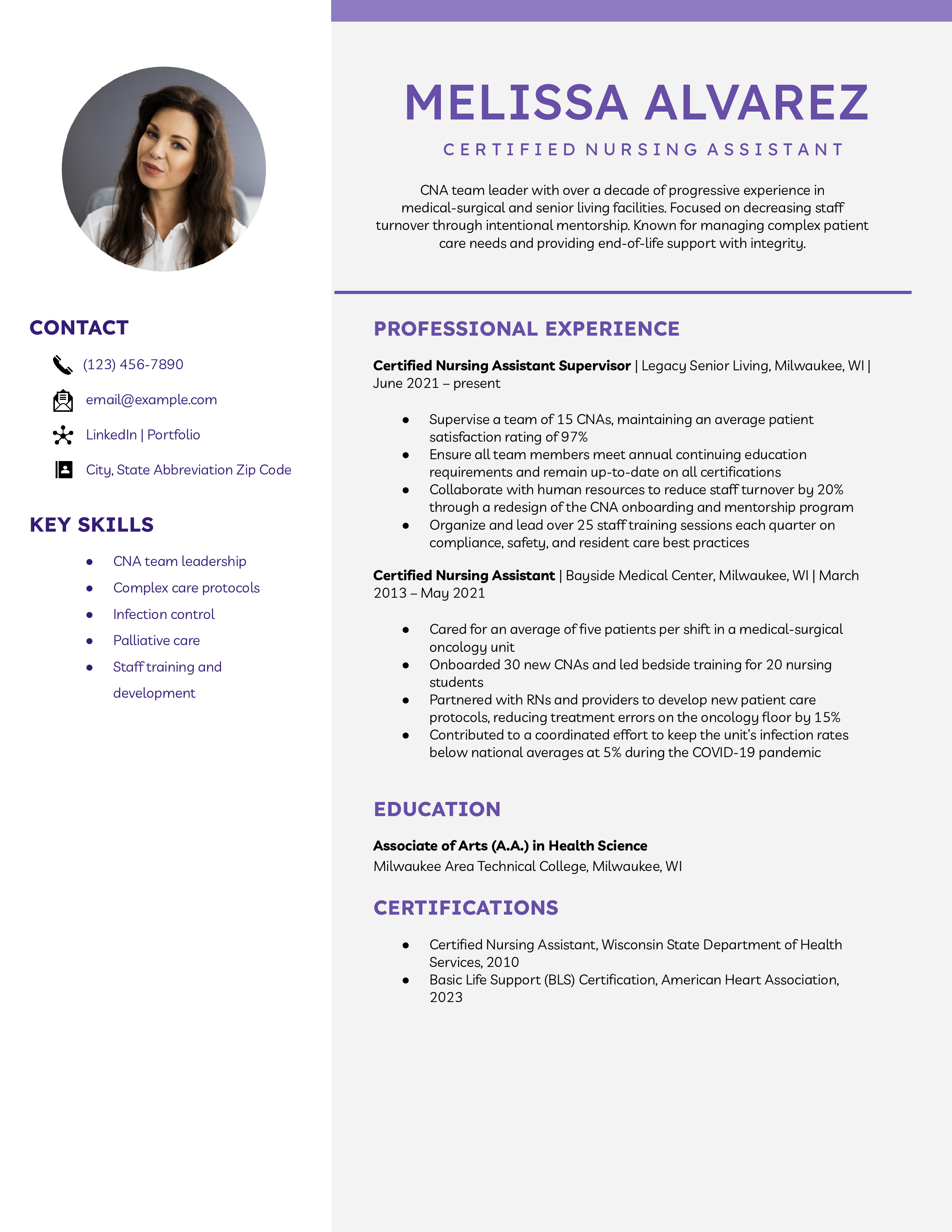 Certified Nursing Assistant Resume Examples And Templates For 2025