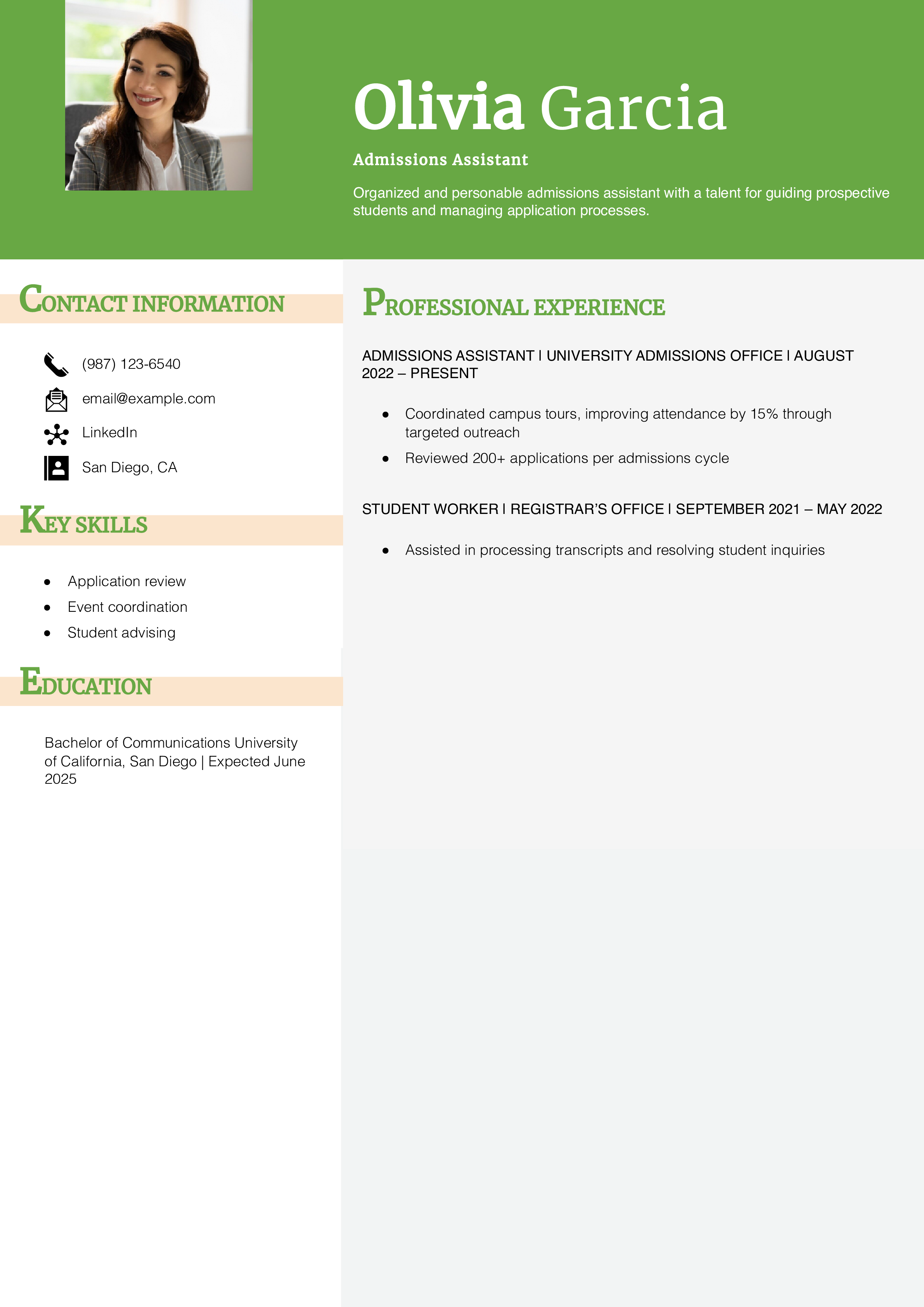 College Resume Examples and Templates for 2025 - ResumeTemplates.com