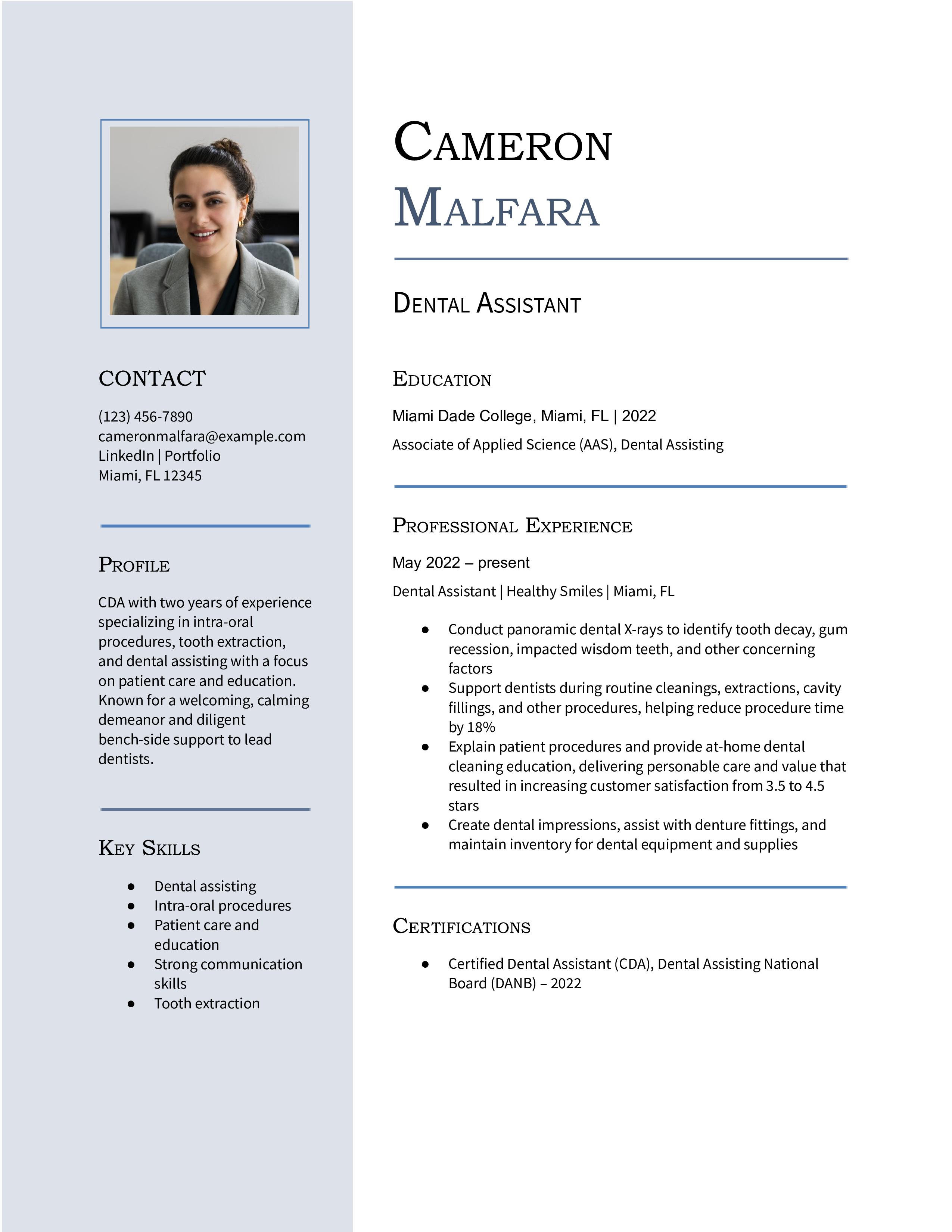 Dental Assistant Resume Examples and Templates for 2025 ...