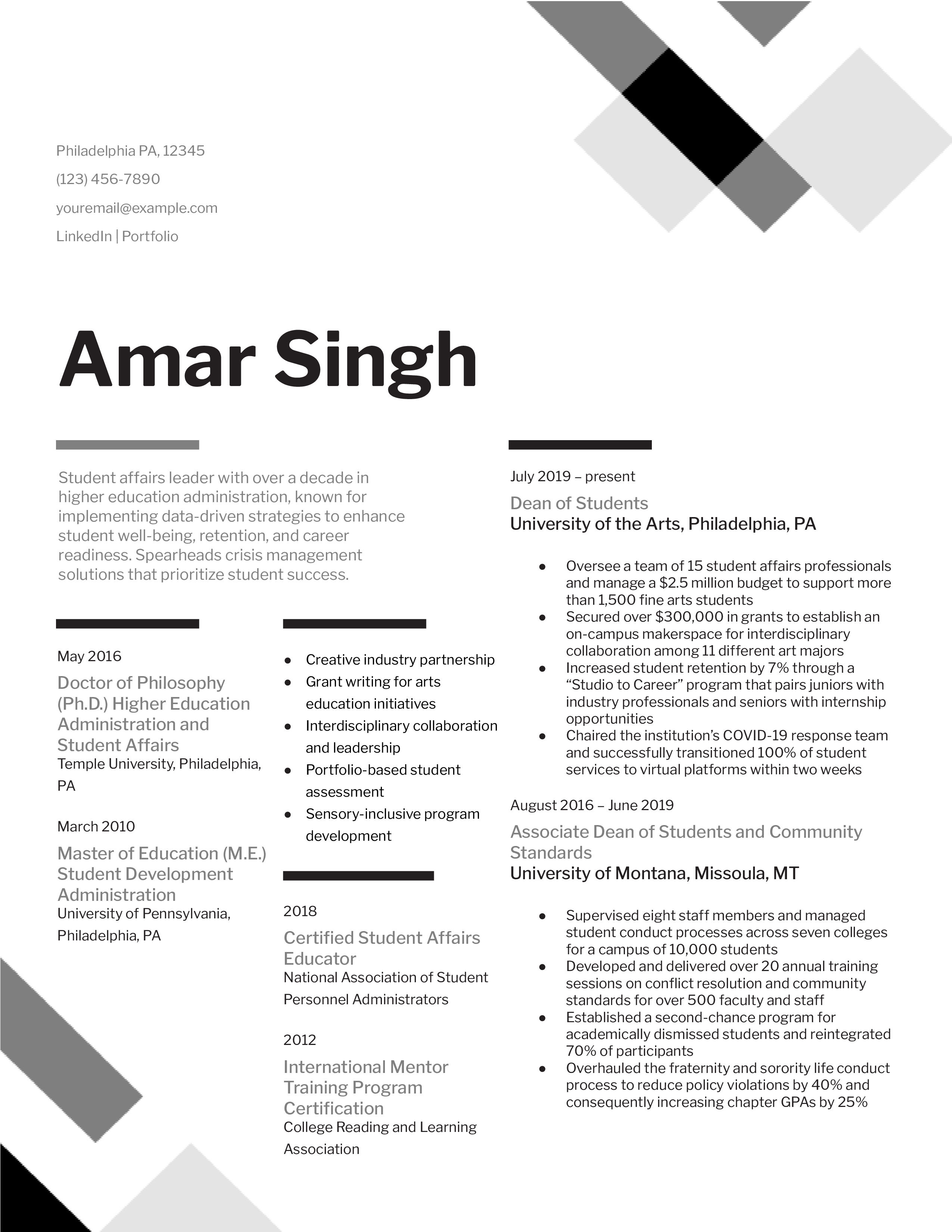 Education Resume Examples and Templates for 2024 - ResumeTemplates.com