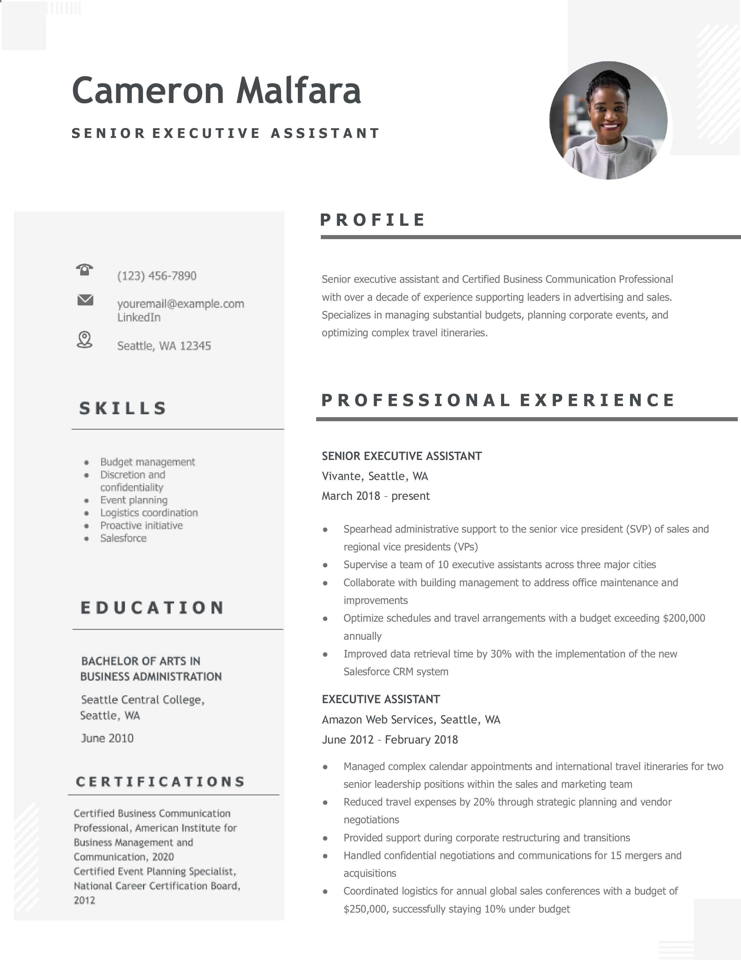 Executive Assistant Resume Examples and Templates for 2025 ...