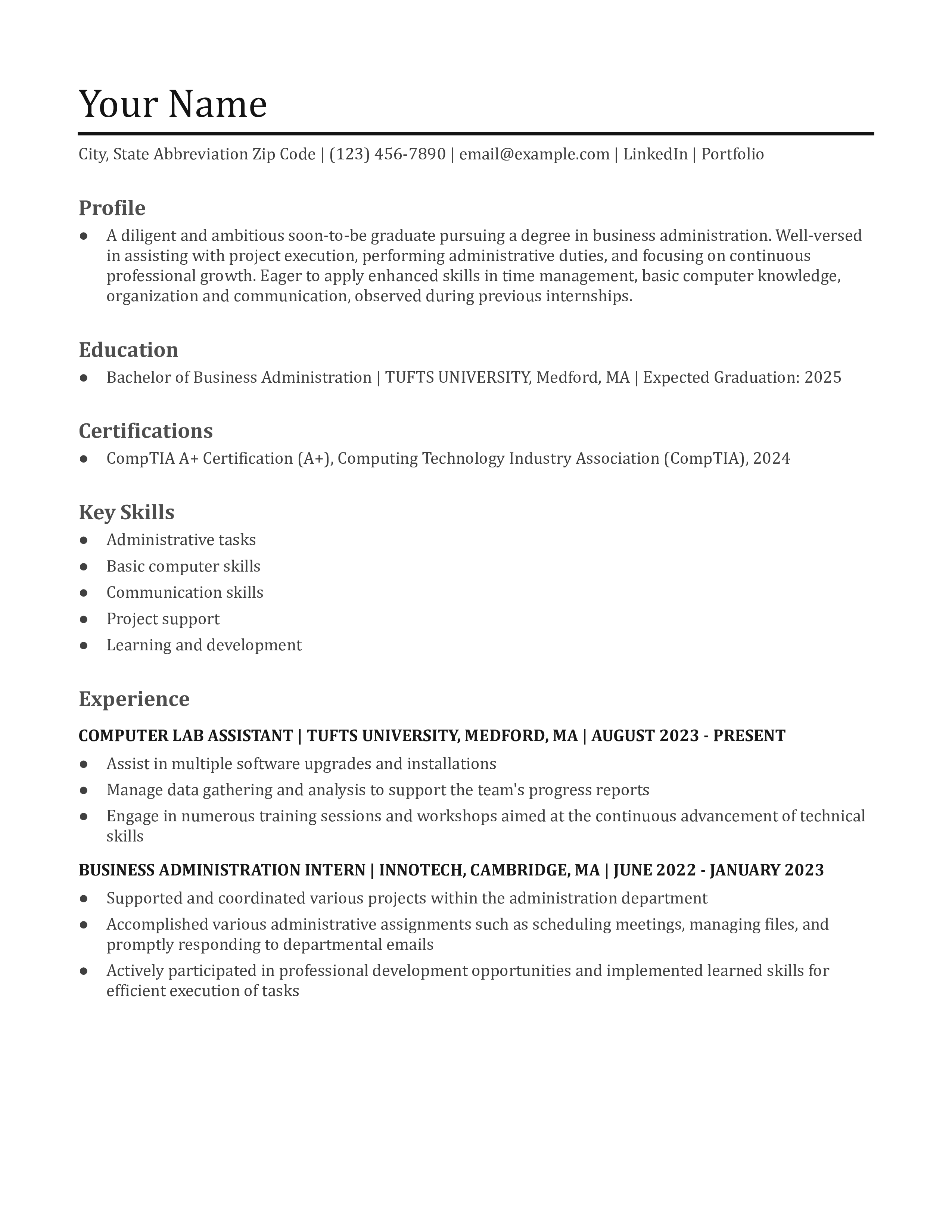 Internship Resume Examples and Templates for 2025 - ResumeTemplates.com