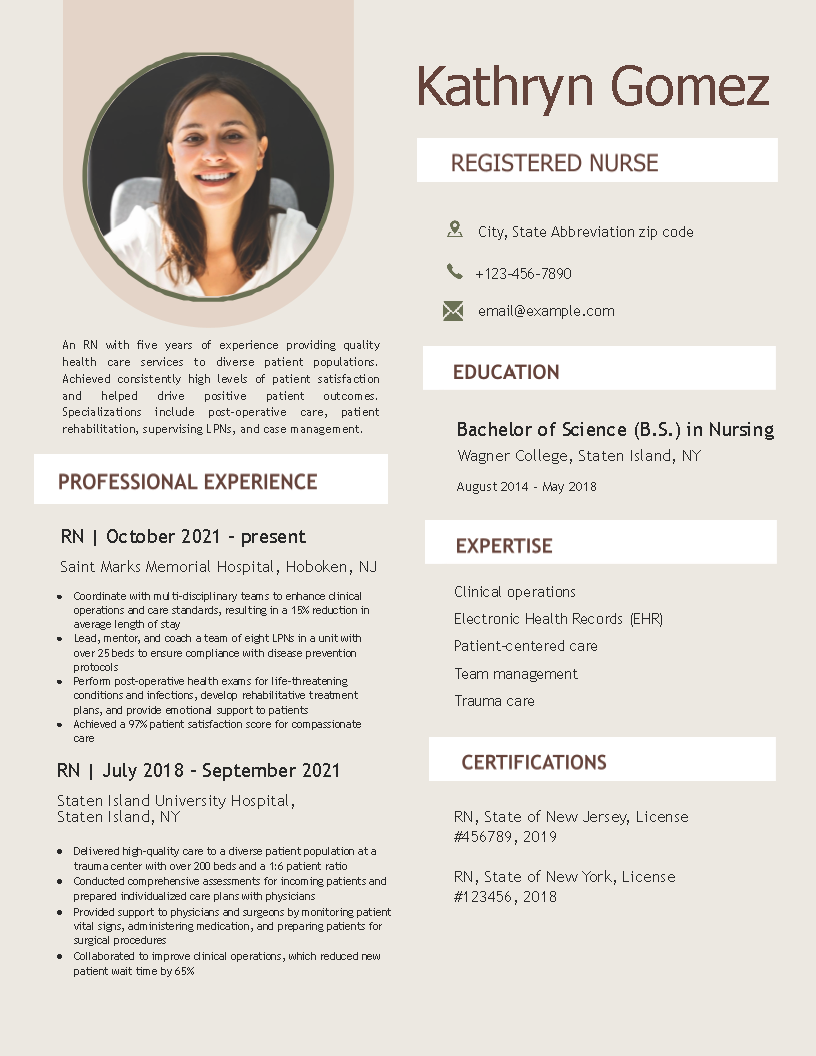 Registered Nurse Resume Templates and Examples for 2024 ...