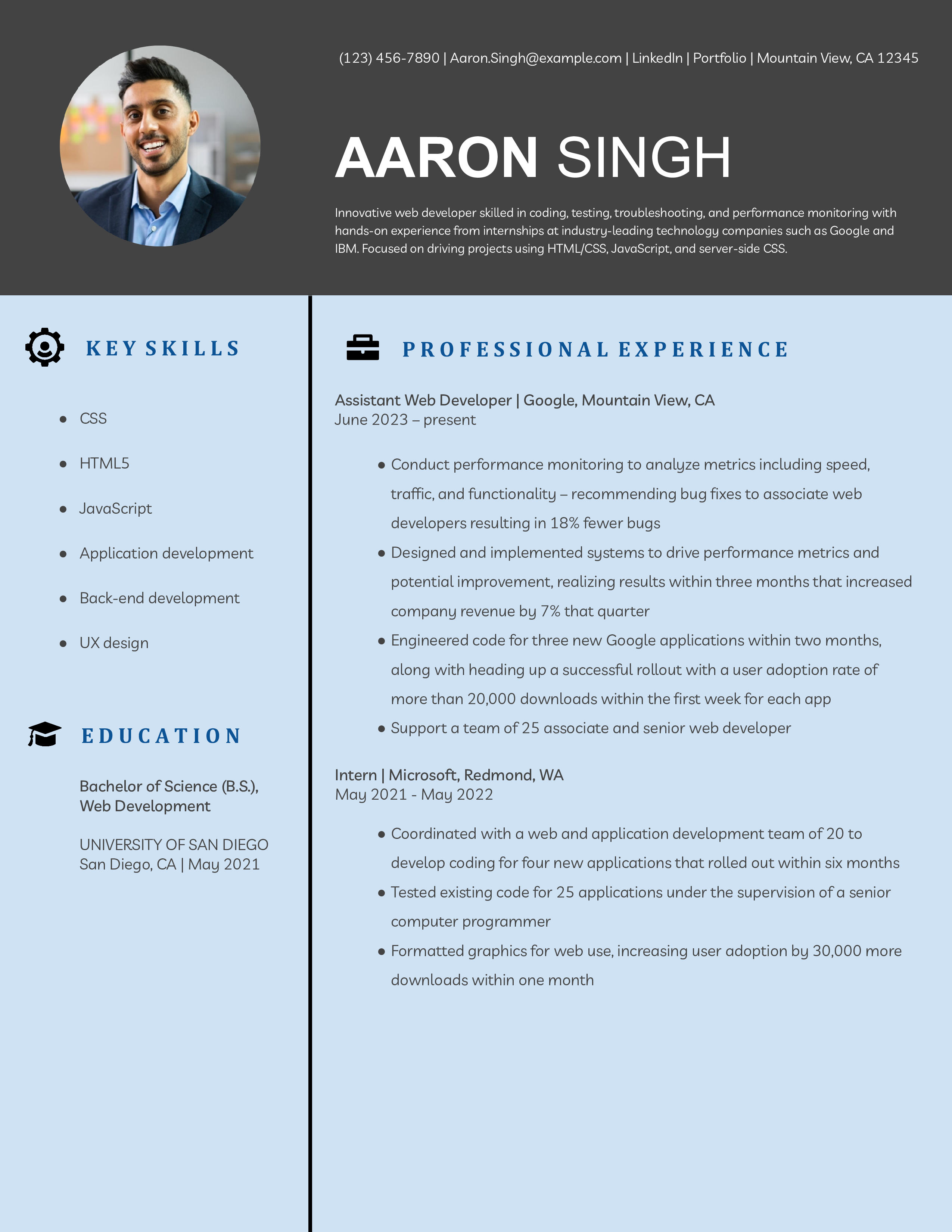 Web Developer Resume Examples and Templates for 2025 - ResumeTemplates.com