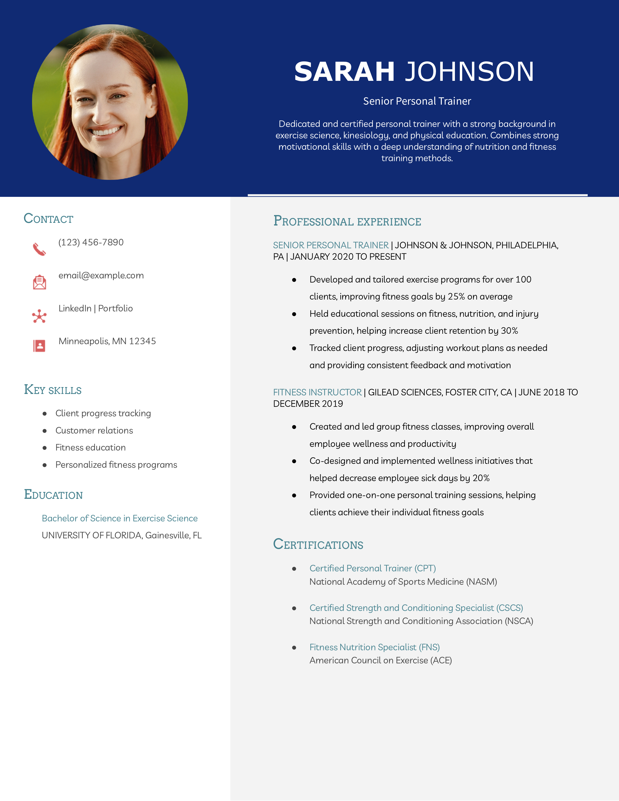 Personal Trainer Resume Examples and Templates for 2025 ...