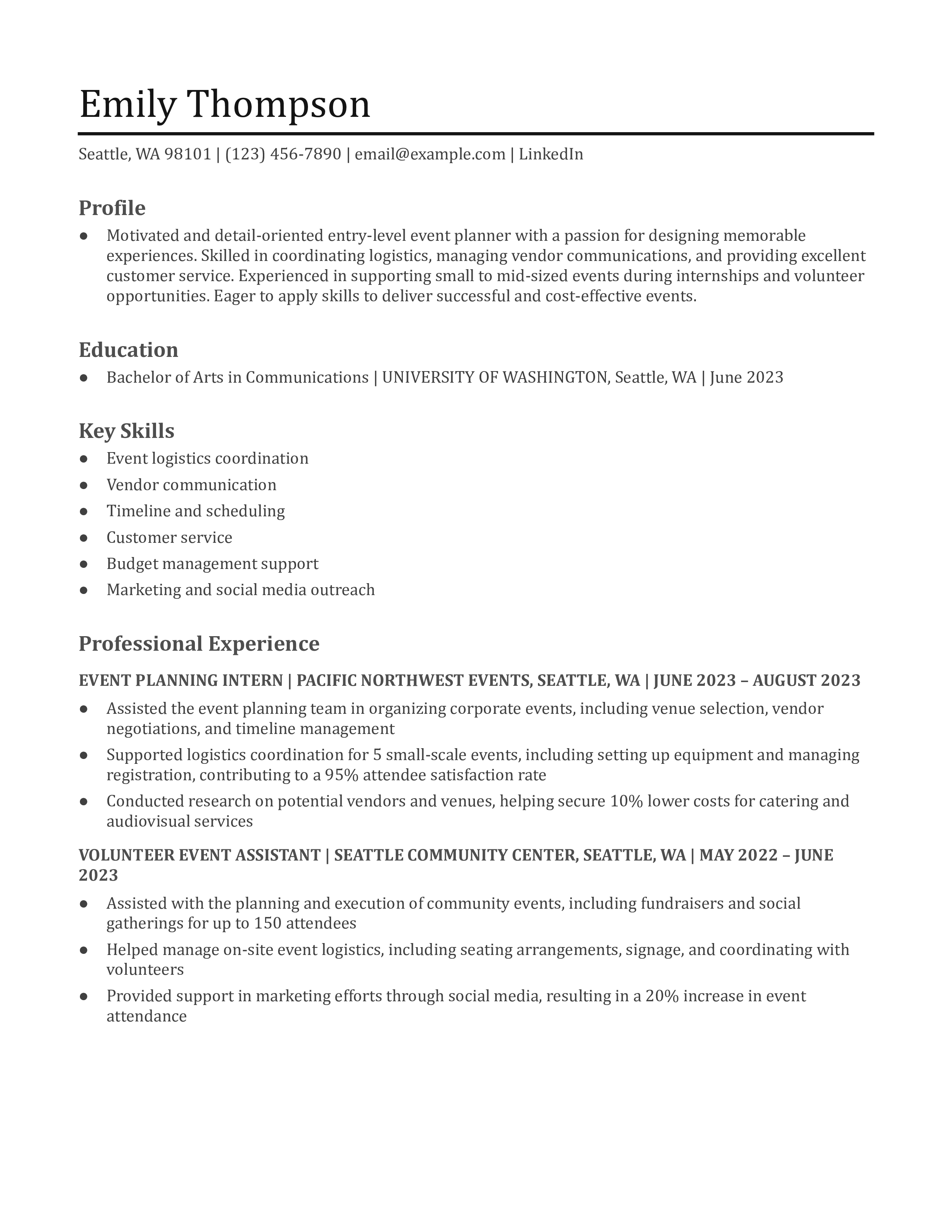 Event Planner/Coordinator Resume Examples and Templates for 2025 ...