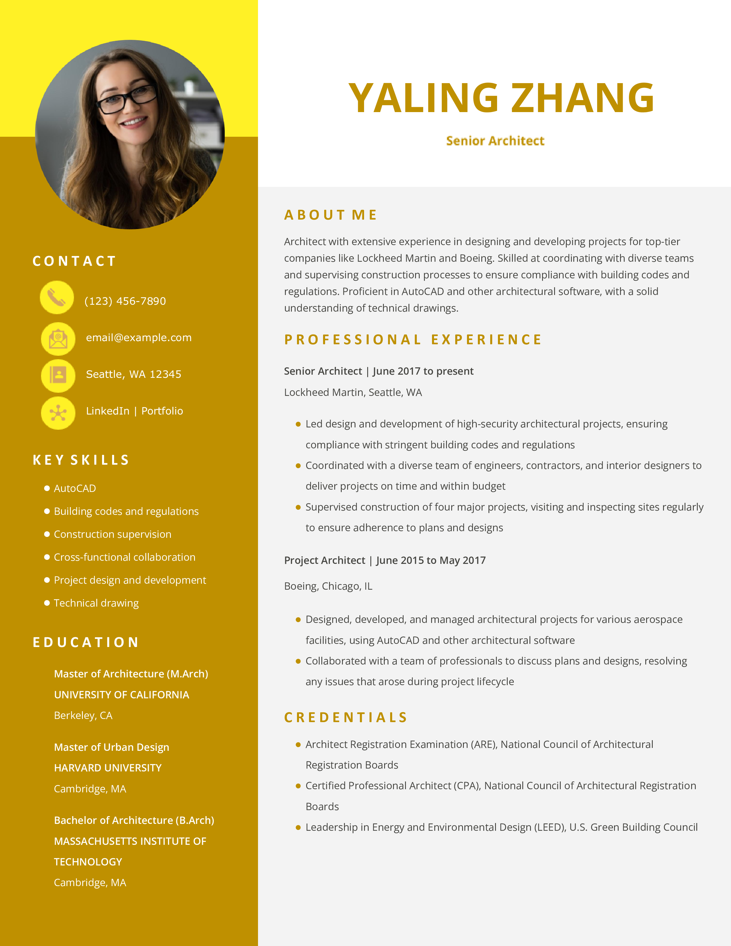 Architect Resume Examples and Templates for 2025 - ResumeTemplates.com