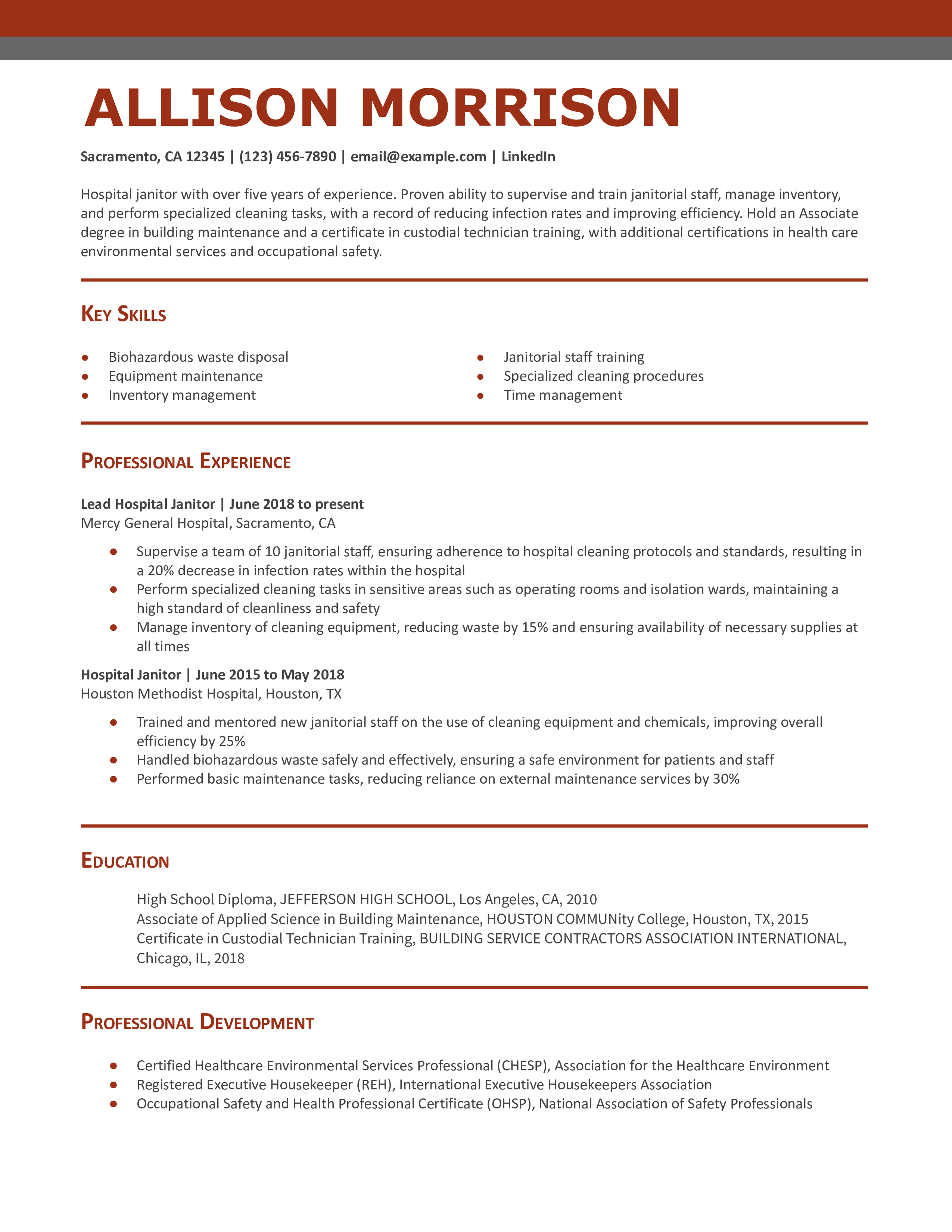 Janitor Resume Examples and Templates for 2025 - ResumeTemplates.com