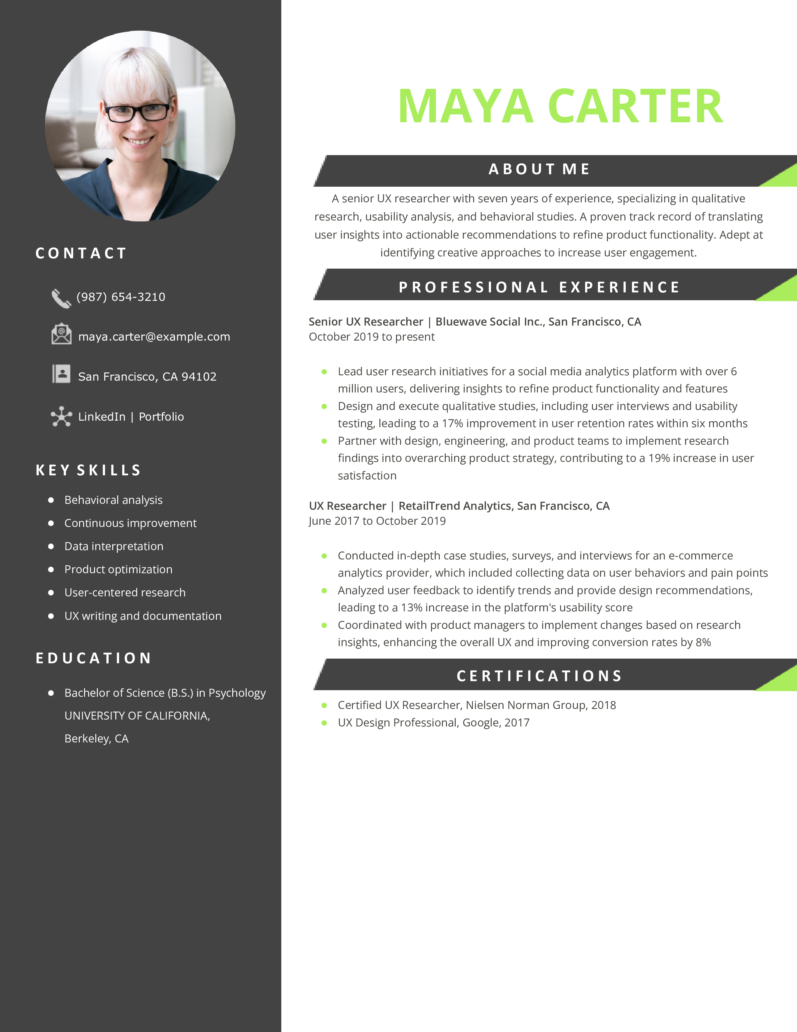 User Experience Researcher Resume Examples and Templates for 2025 ...