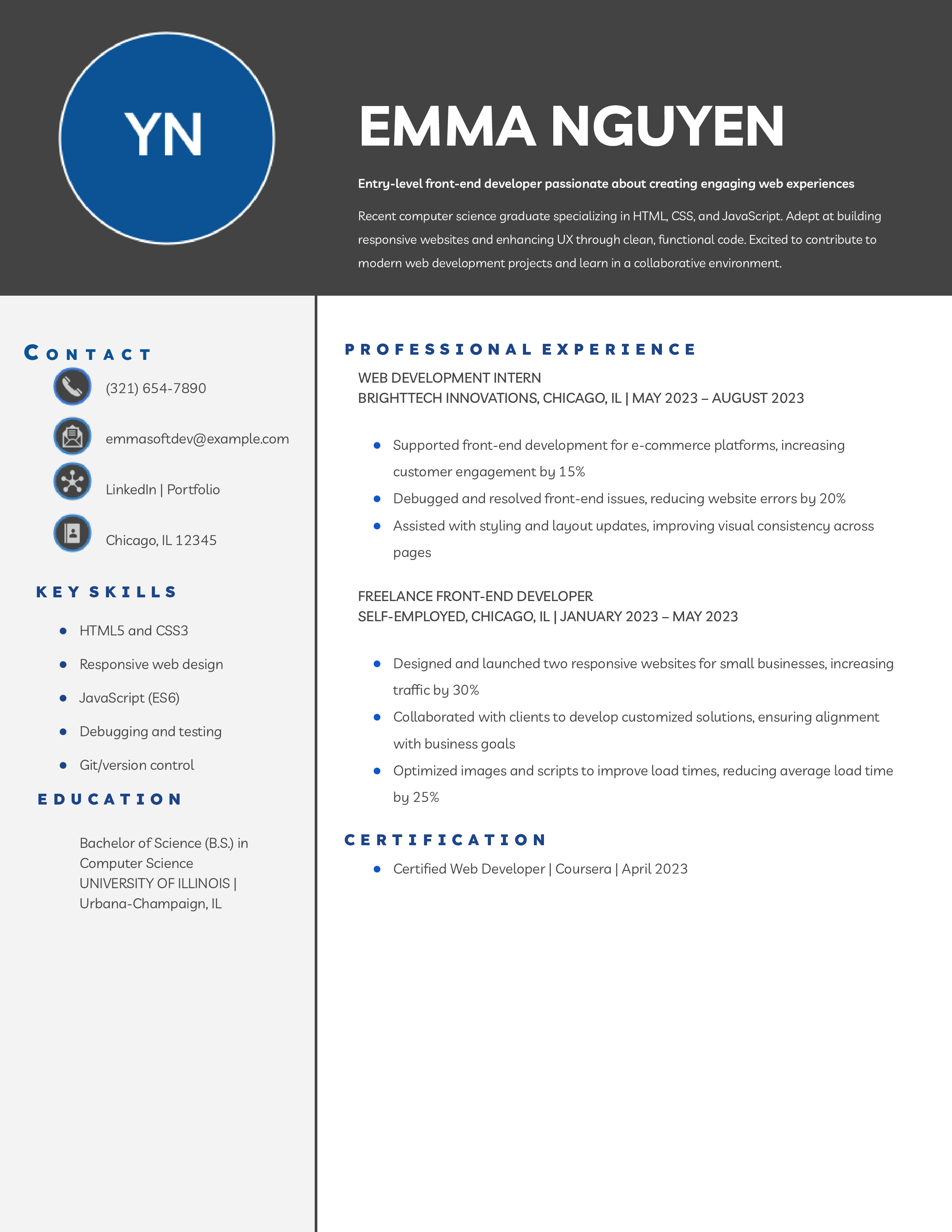 Front-End Developer Resume Examples and Templates for 2025 ...