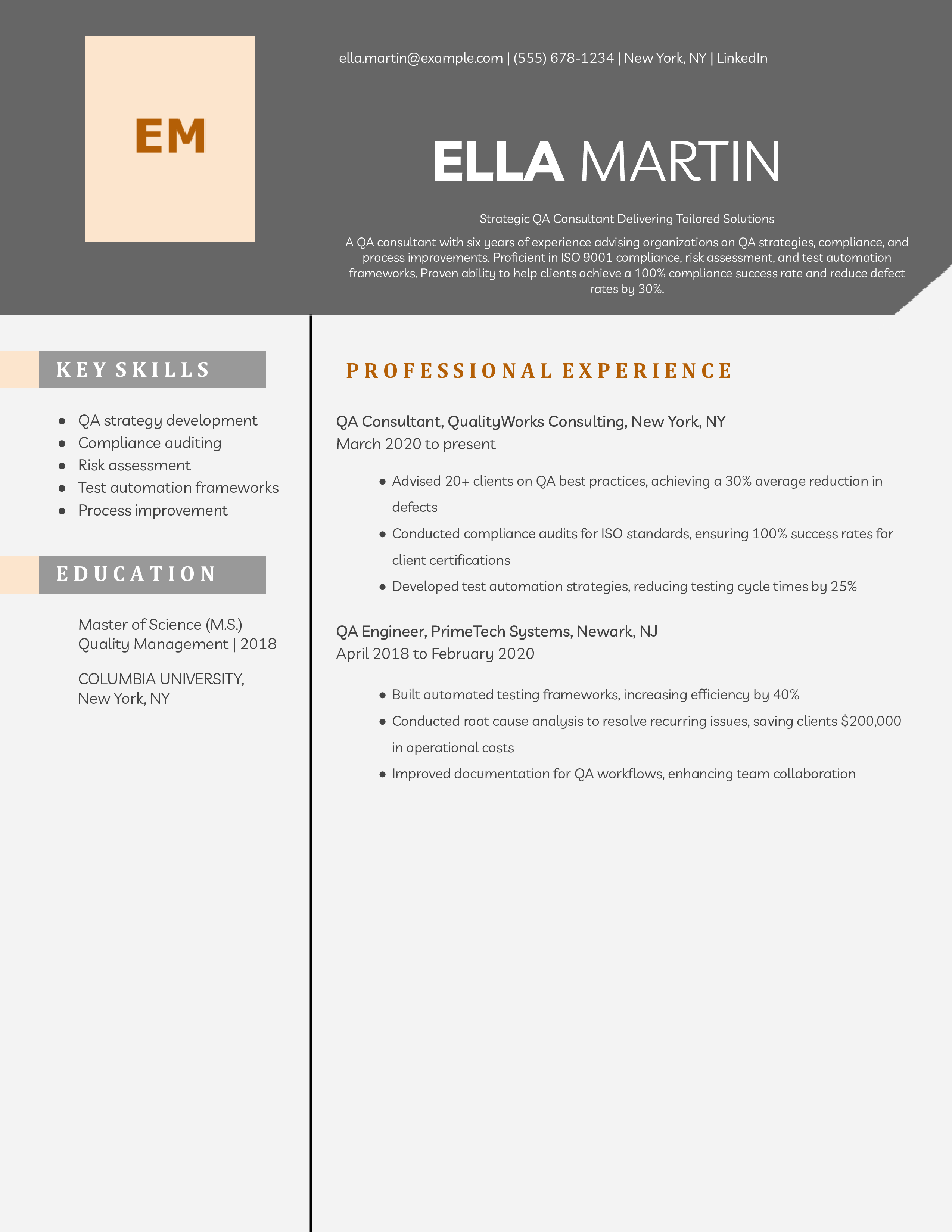 Quality Assurance Resume Examples and Templates for 2025 ... Quality Assurance Resume Examples and Templates for 2025 ...