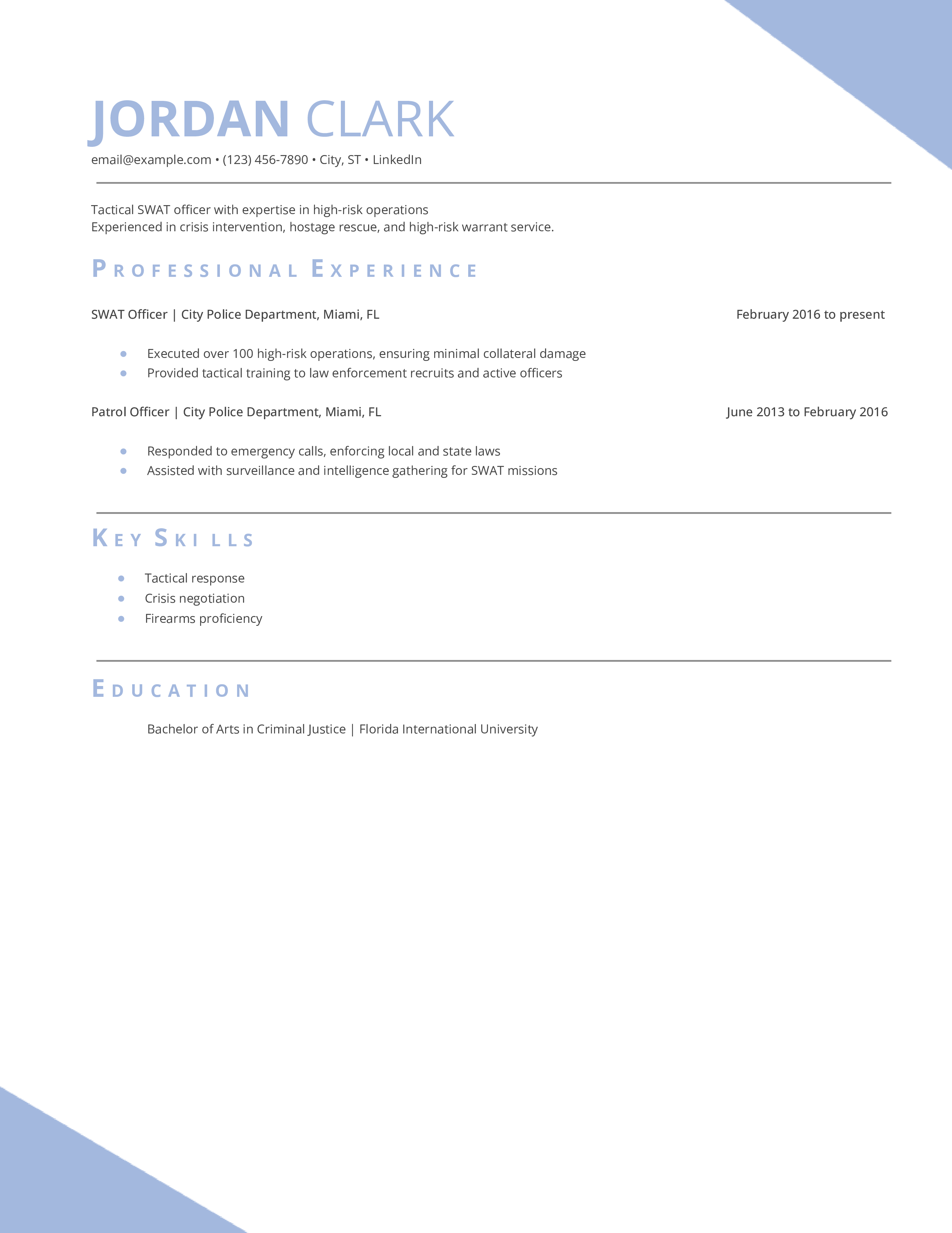 Law Enforcement Resume Examples and Templates for 2025 ...