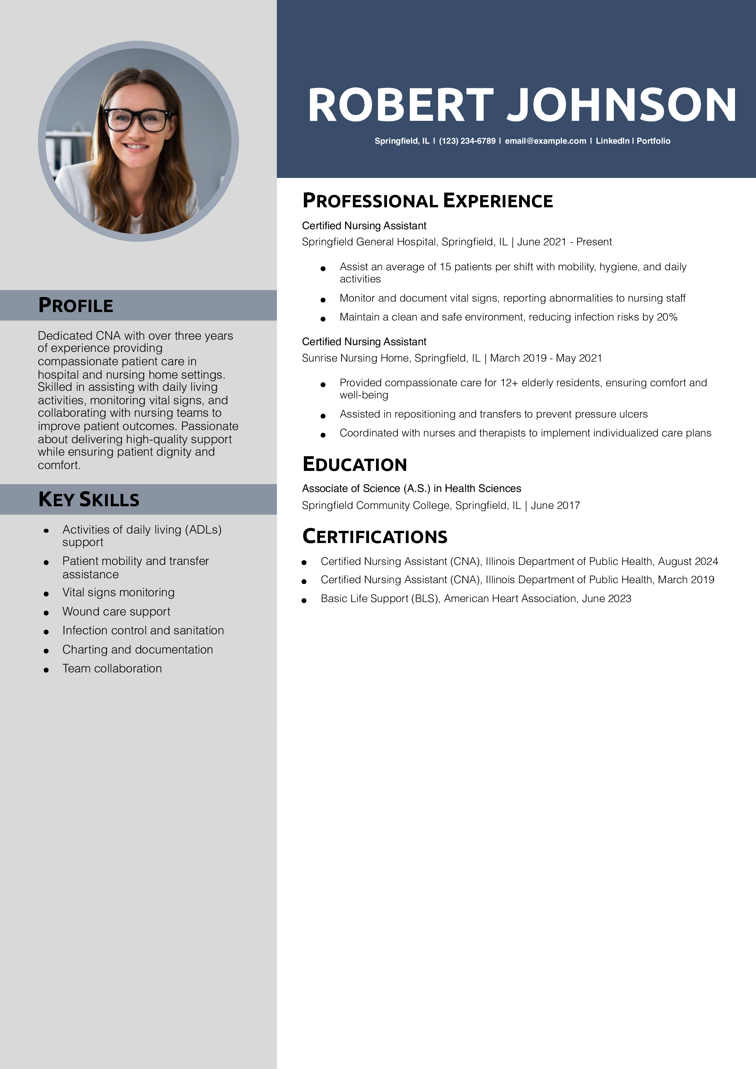 Certified Nursing Assistant Resume Examples and Templates for 2025 ...