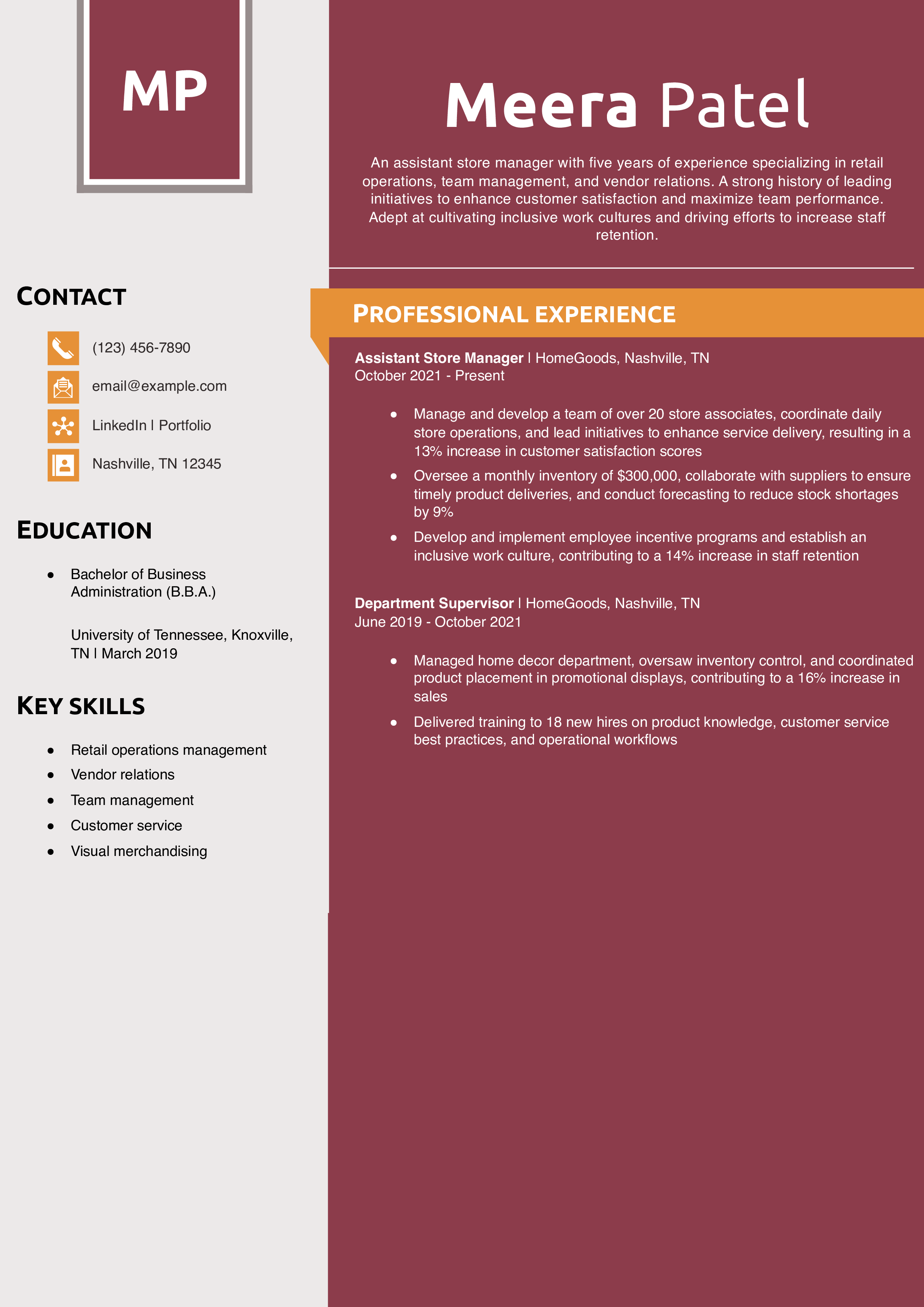 Assistant Manager Resume Examples and Templates for 2025 ...