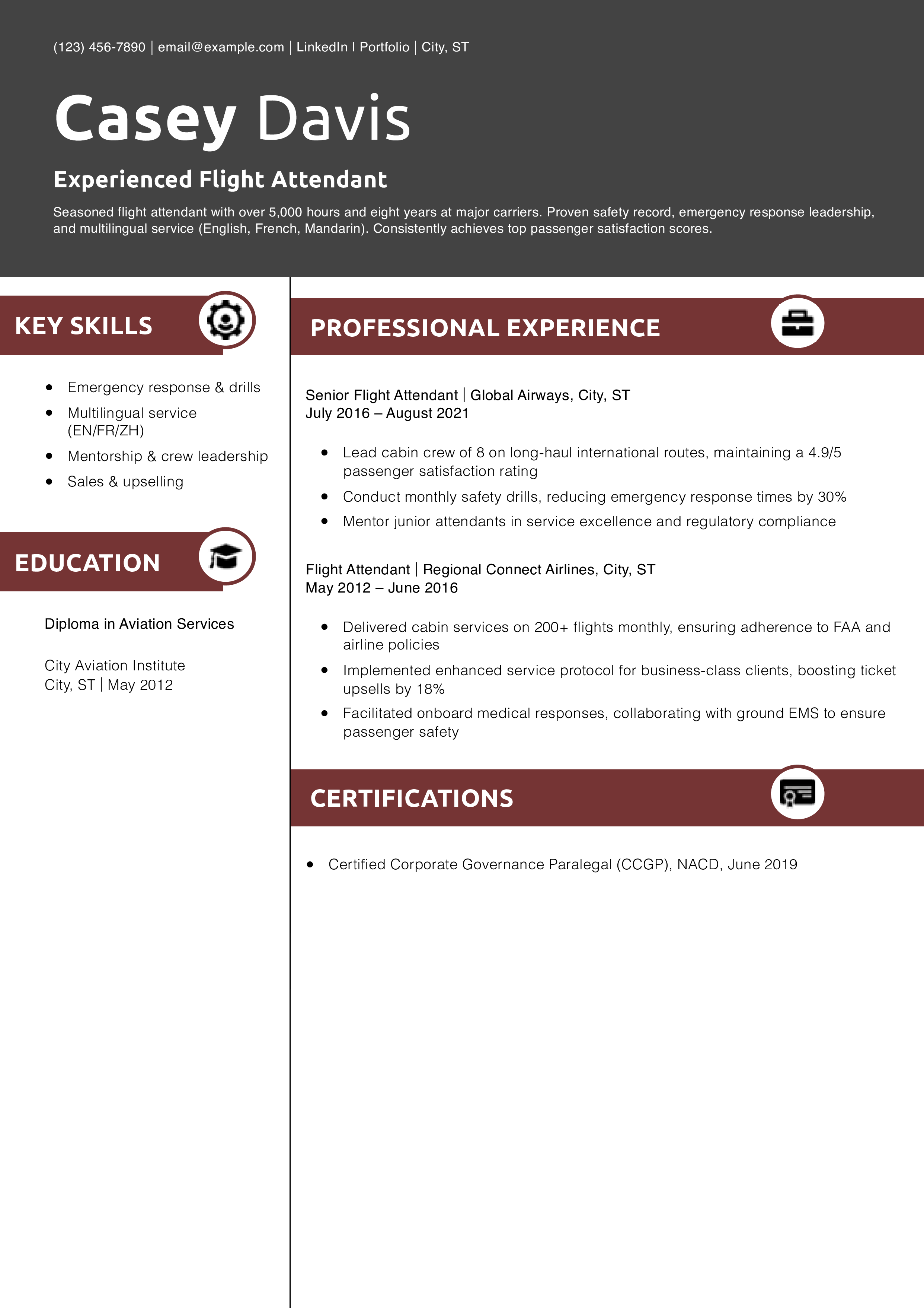 20 Best Flight Attendant Resume Examples and Templates for 2025