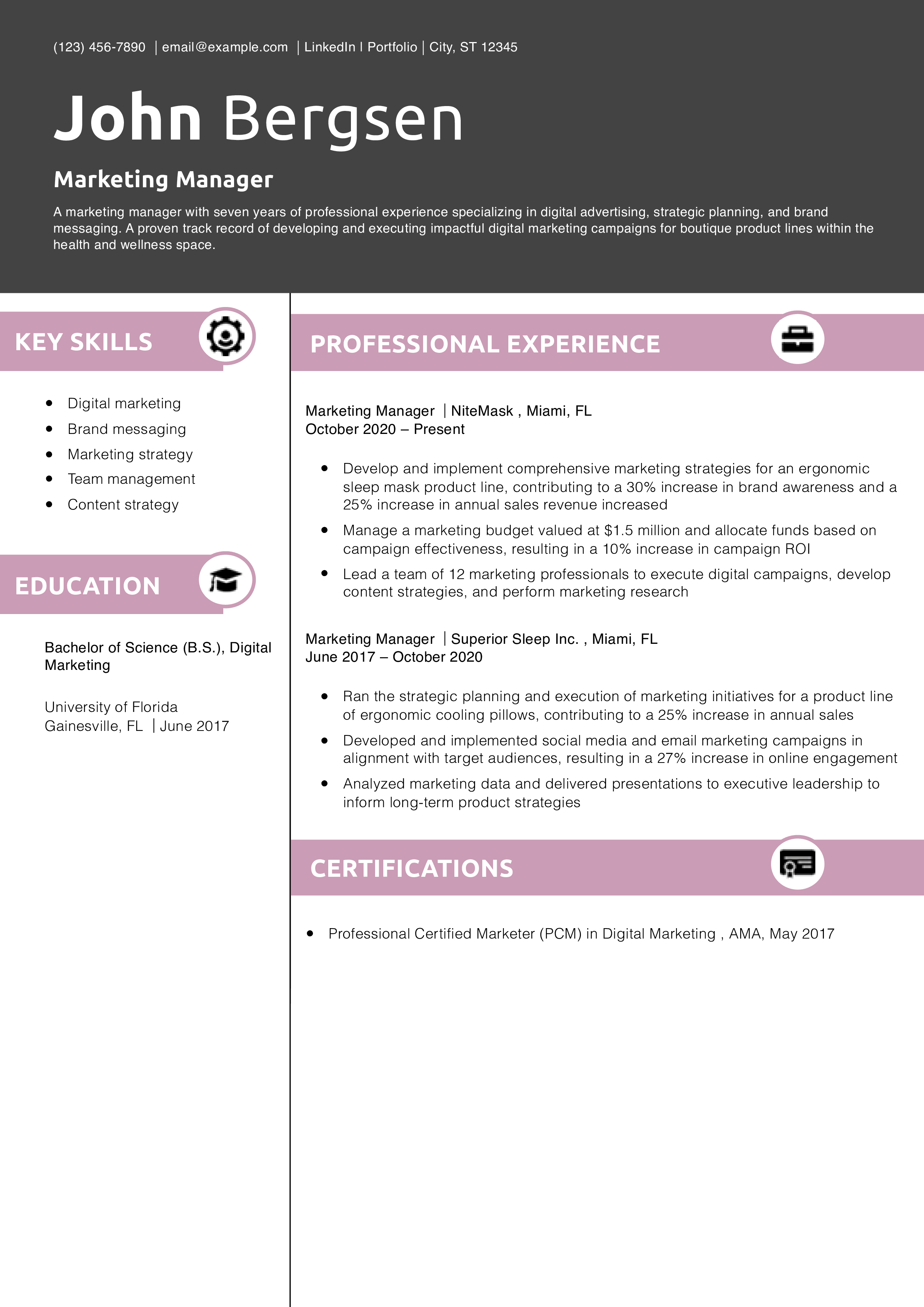 20 Best Marketing Manager Resume Examples and Templates for 2025