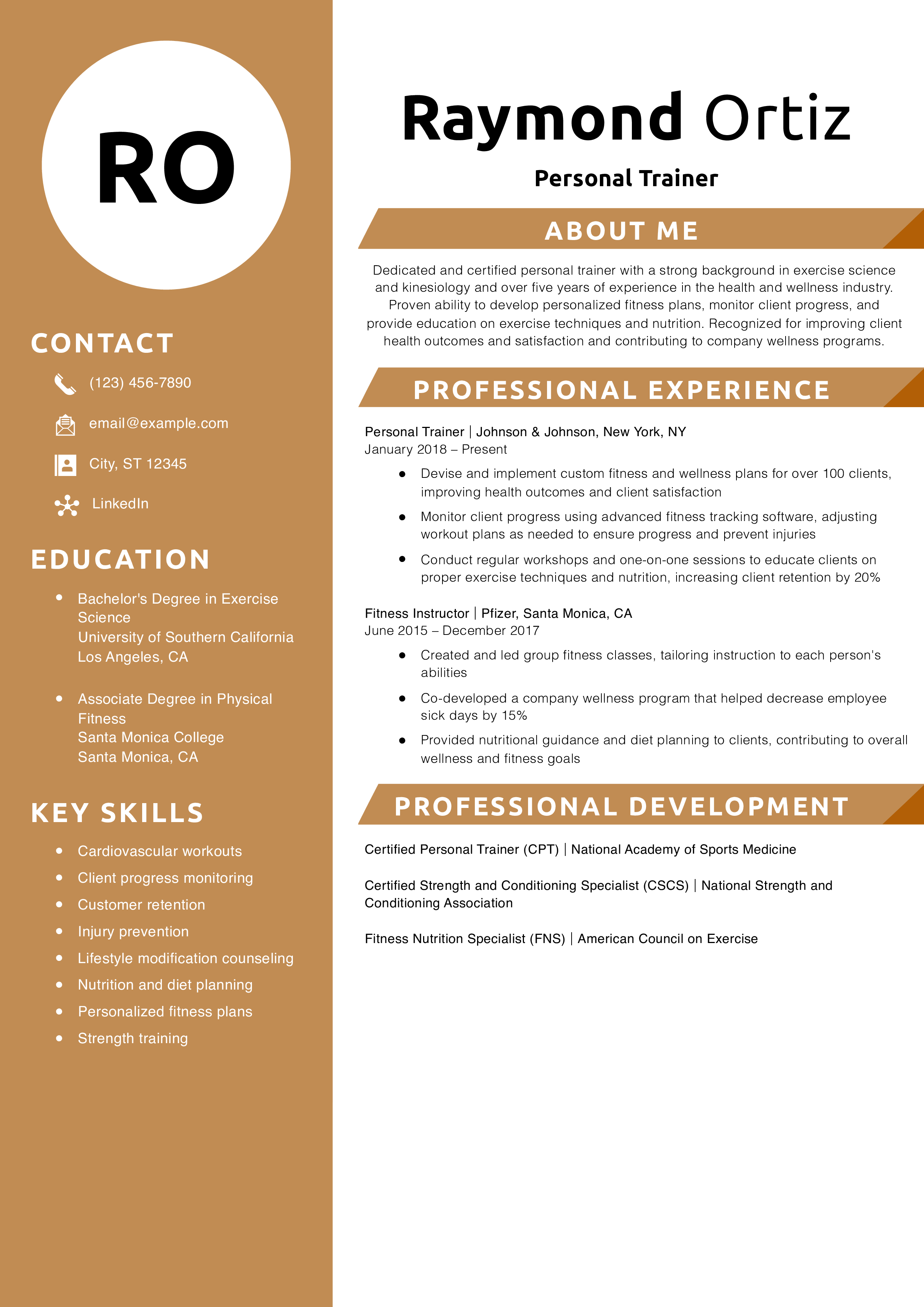 Personal Trainer Resume Template
