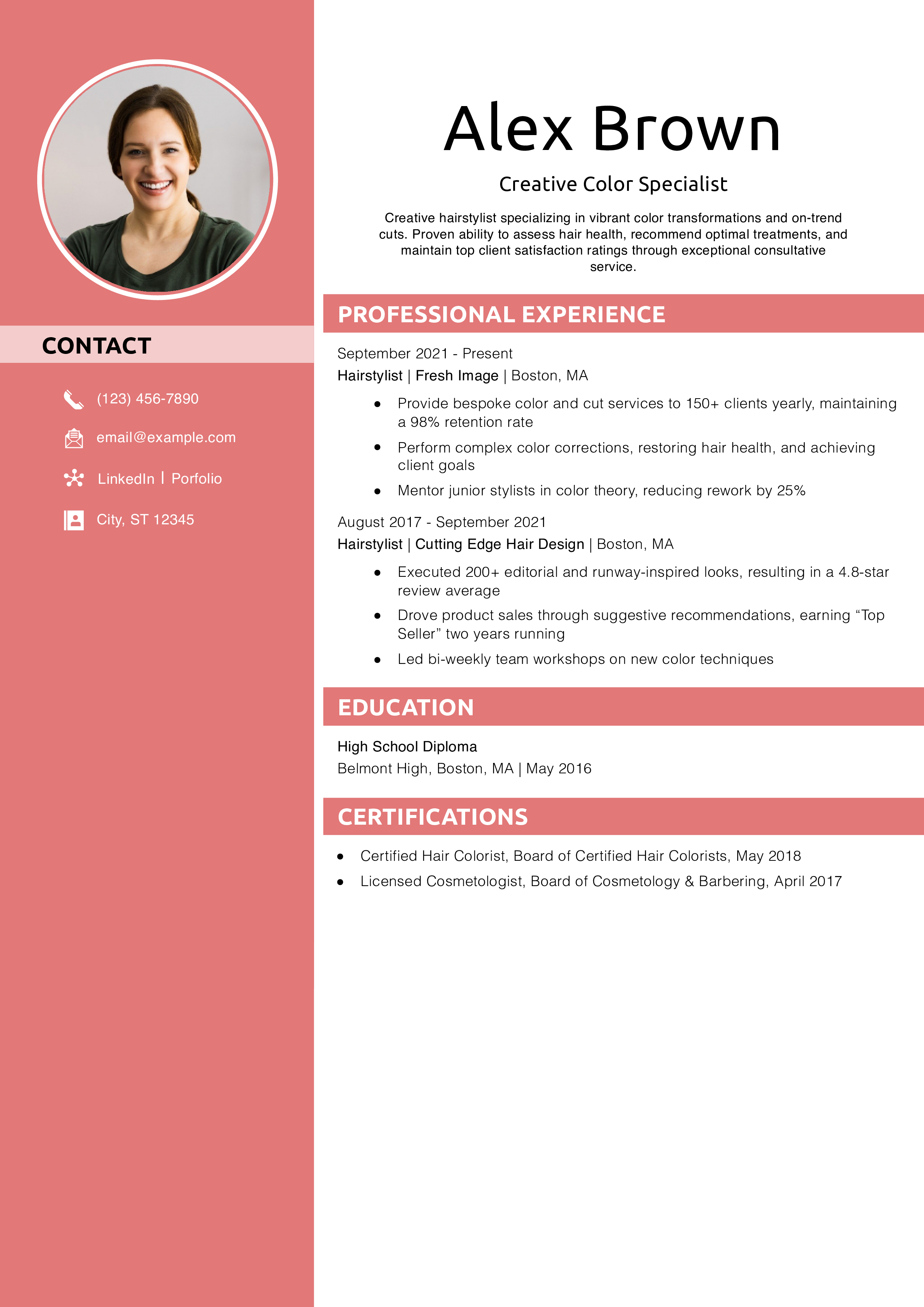 20 Best Hair Stylist Resume Examples and Templates for 2025