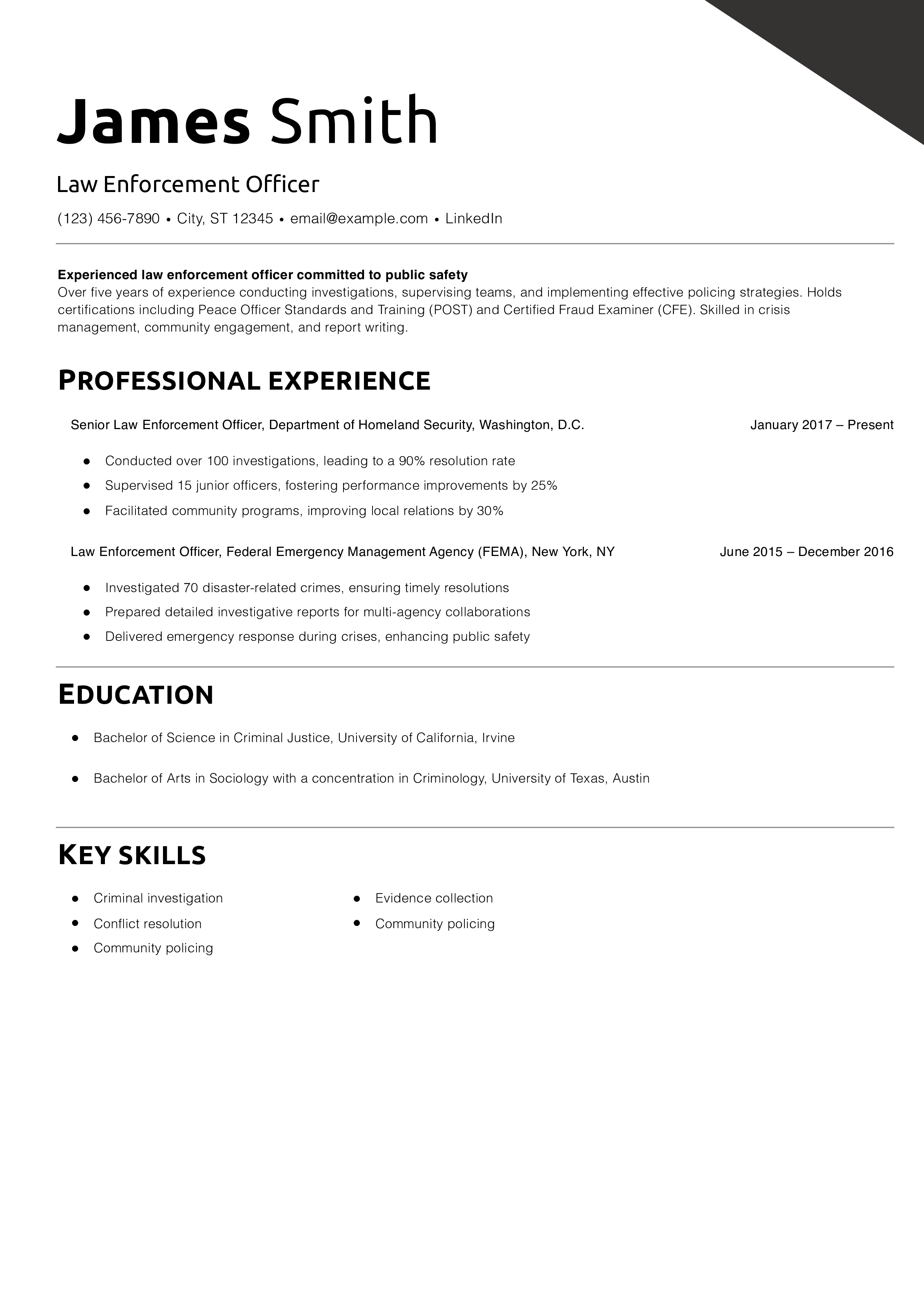 20 Best Law Enforcement Resume Examples and Templates for 2025