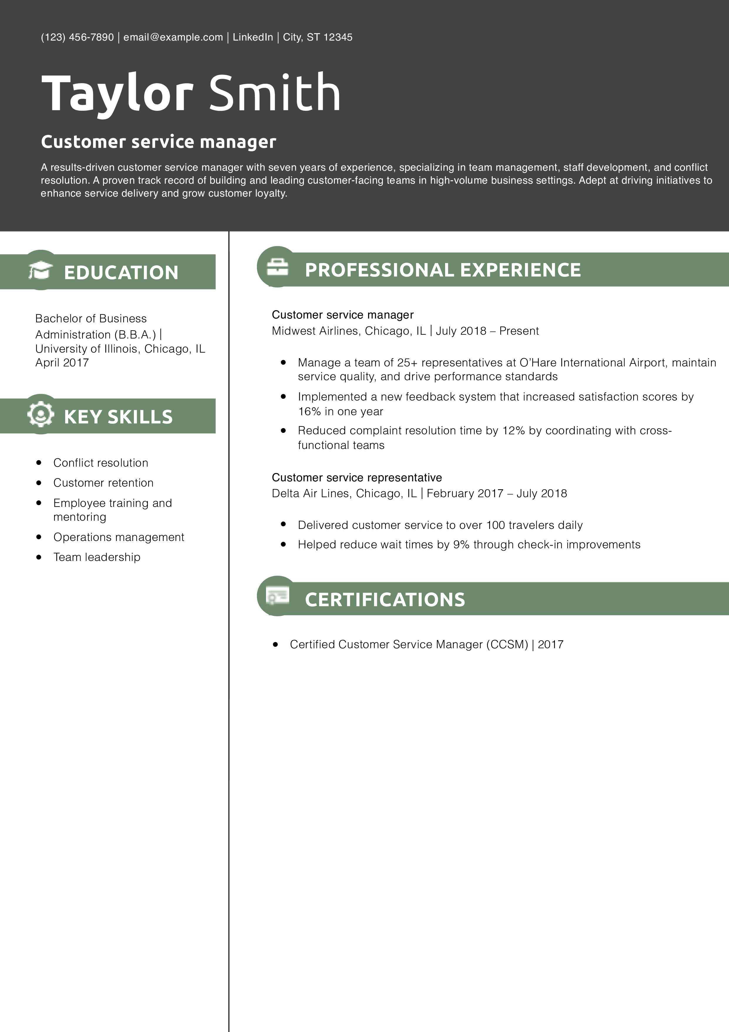 20 Best Customer Service Manager Resume Examples and Templates for 2025