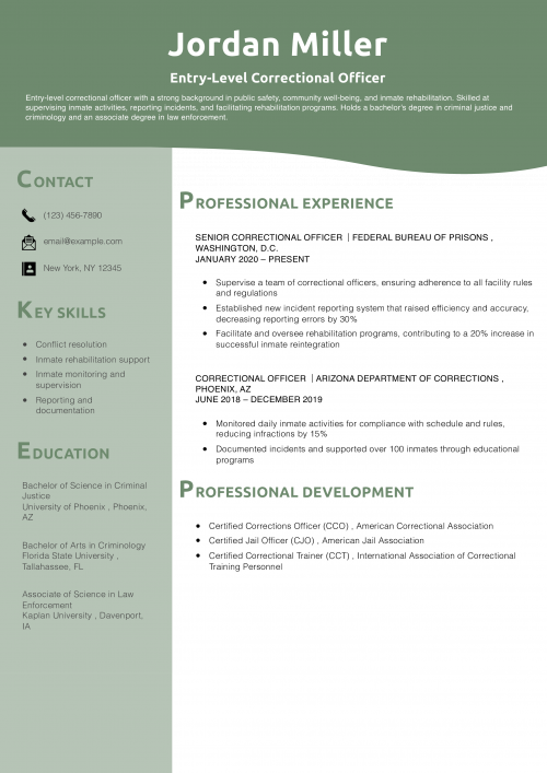 20 Best Correctional Officer Resume Examples and Templates for 2025
