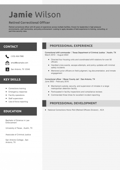 20 Best Correctional Officer Resume Examples and Templates for 2025