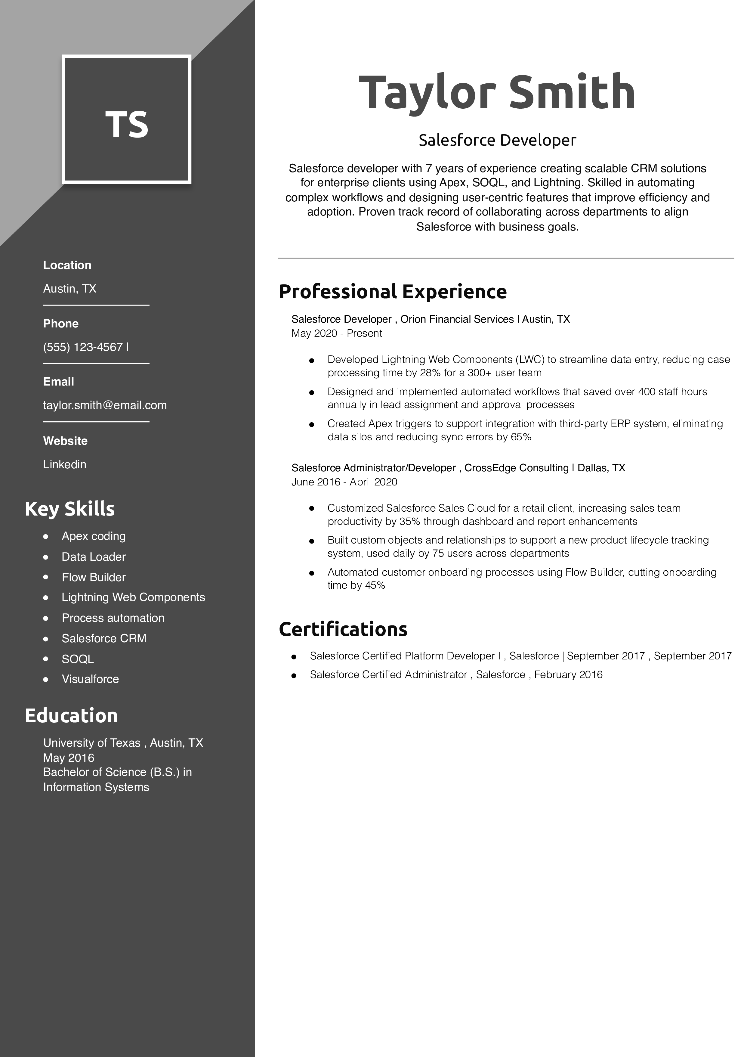 15 Best Salesforce Developer Resume Examples and Templates for 2025